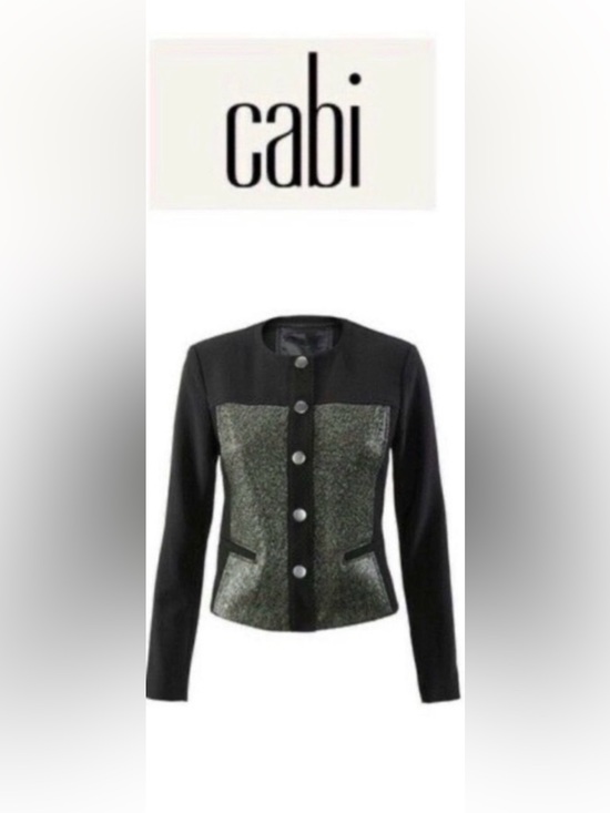 CAbi | Jackets & Coats | Cabi Media Blazer Jacket Black Green Cropped ...